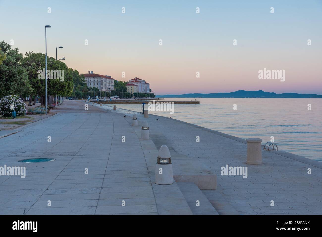 Sunrise view of Riva promenade in the historical part of Croatian city ...
