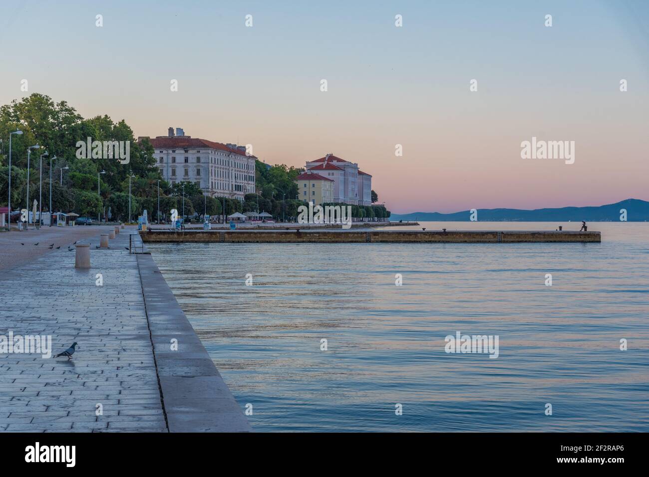 Sunrise view of Riva promenade in the historical part of Croatian city ...