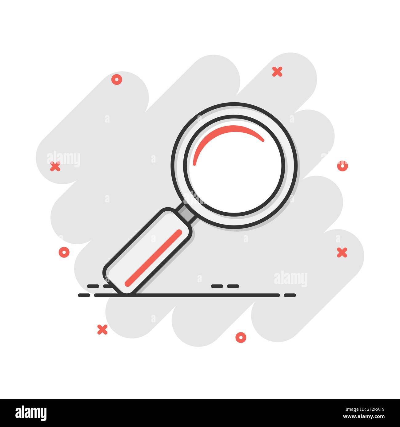 Vector cartoon loupe icon in comic style. Magnifier sign illustration ...