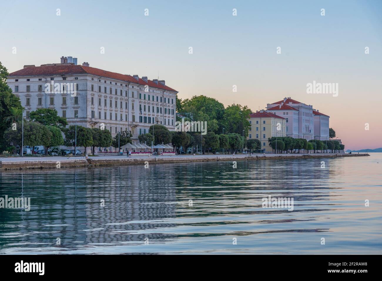 Sunrise view of Riva promenade in the historical part of Croatian city ...