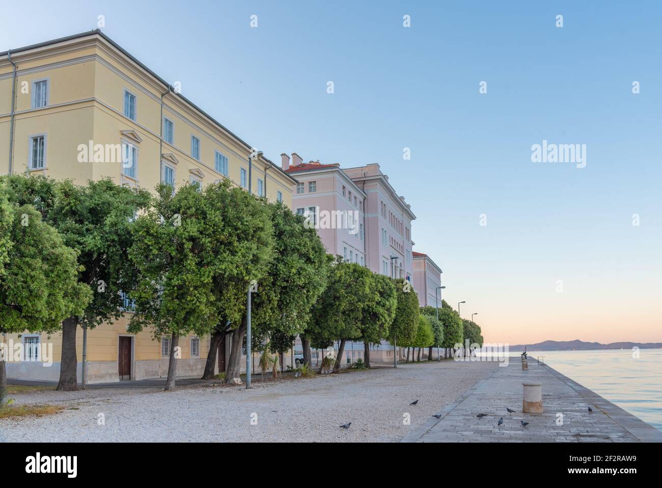 Sunrise view of Riva promenade in the historical part of Croatian city ...