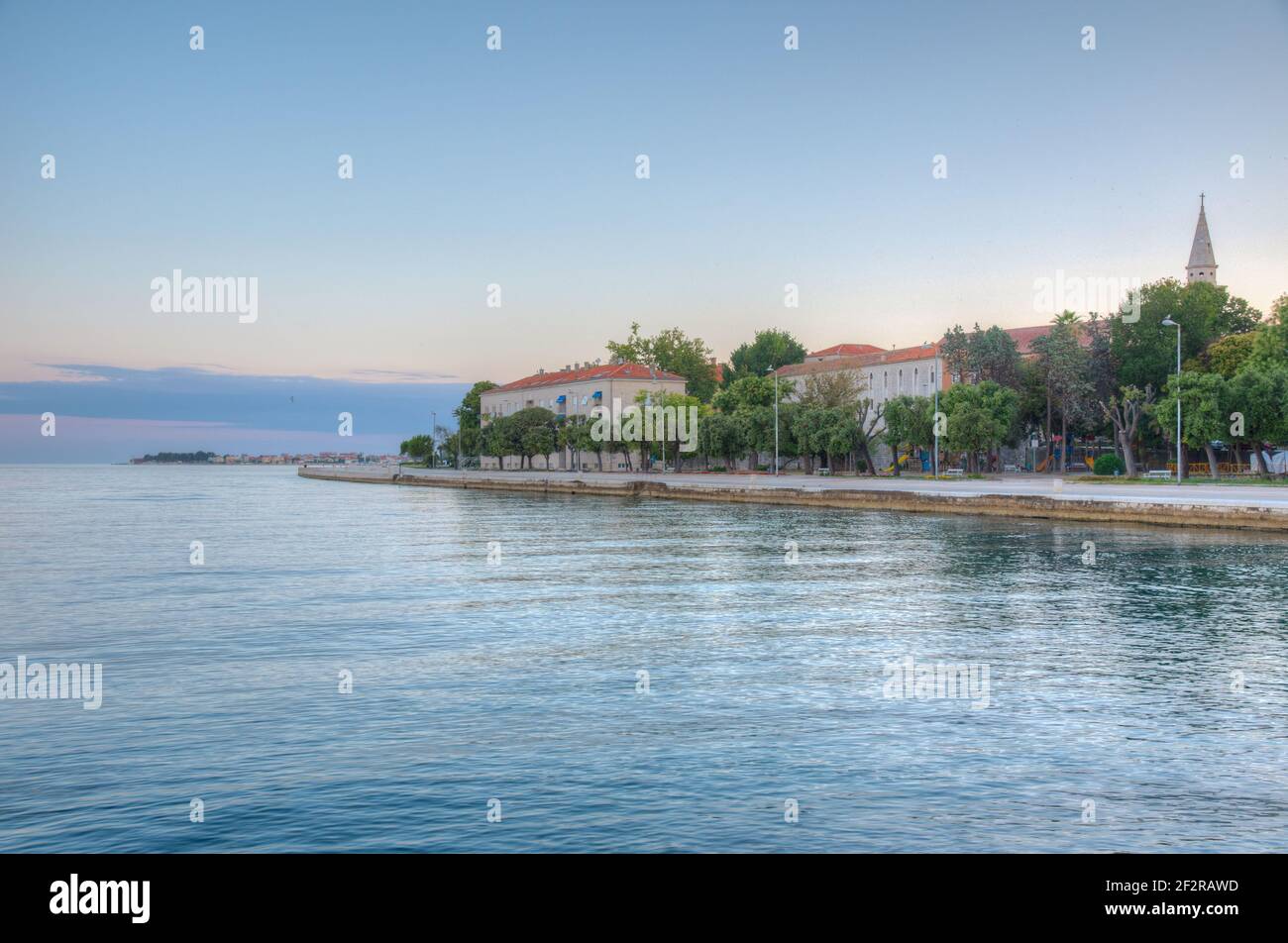 Sunrise view of Riva promenade in the historical part of Croatian city ...
