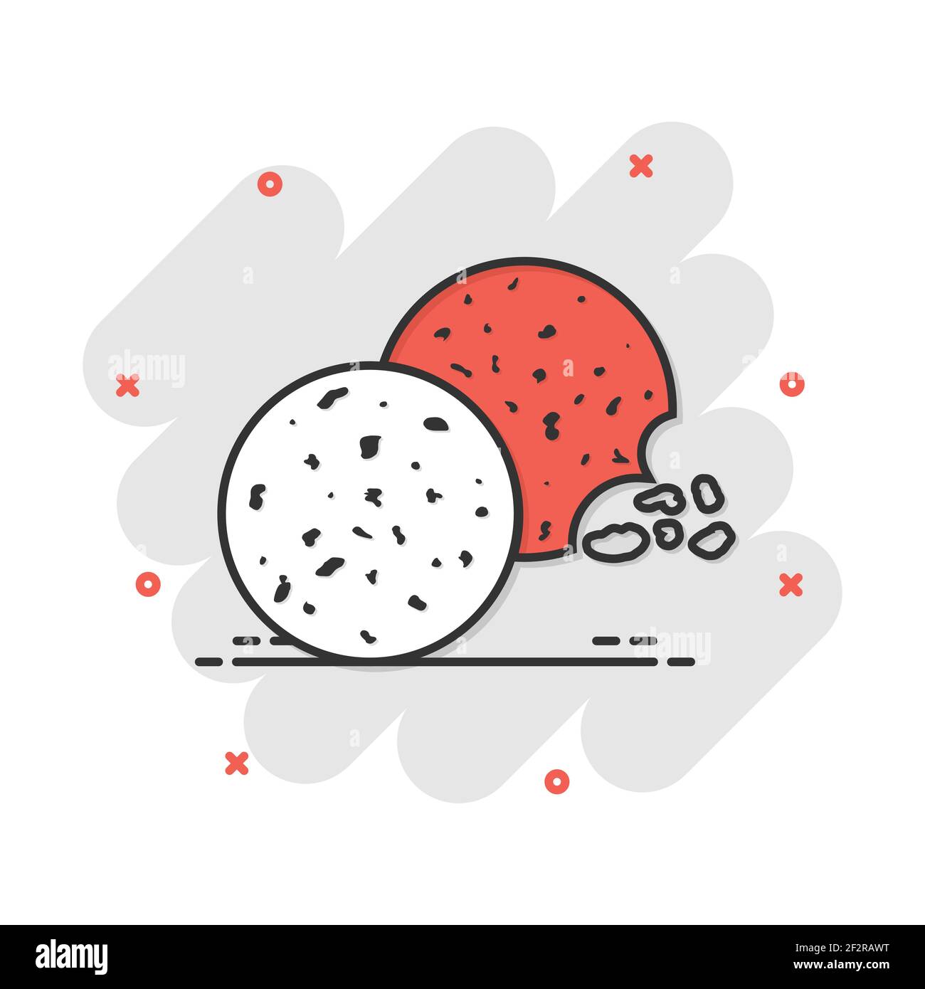 Vector cartoon cookie icon in comic style. Chip biscuit sign ...