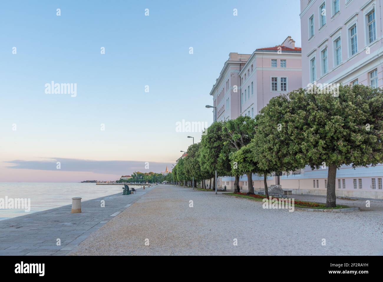 Sunrise view of Riva promenade in the historical part of Croatian city ...