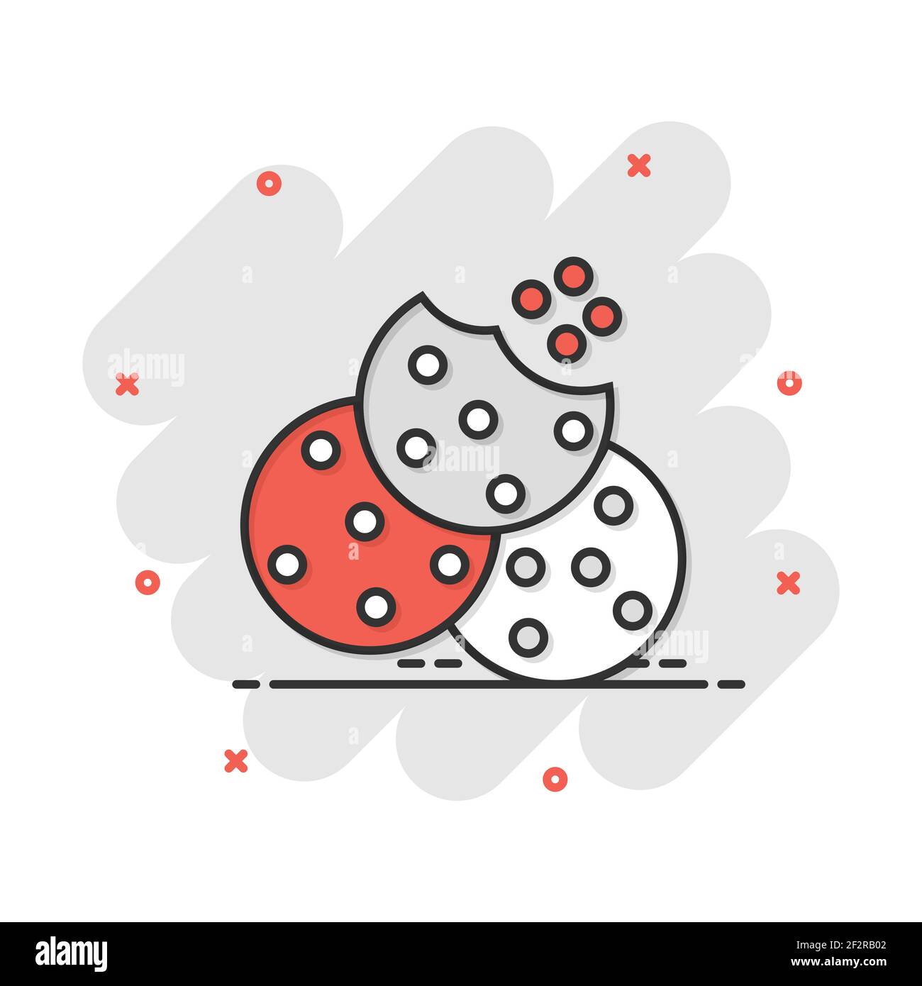 Vector cartoon cookie icon in comic style. Chip biscuit sign ...