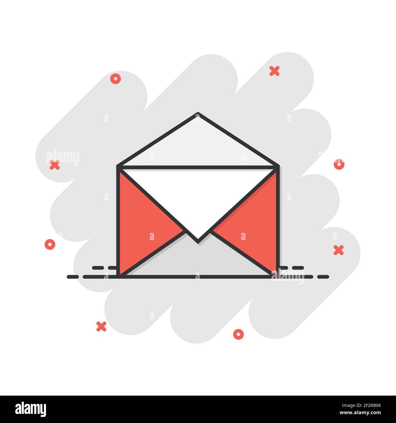 Vector cartoon mail envelope icon in comic style. Email sign ...