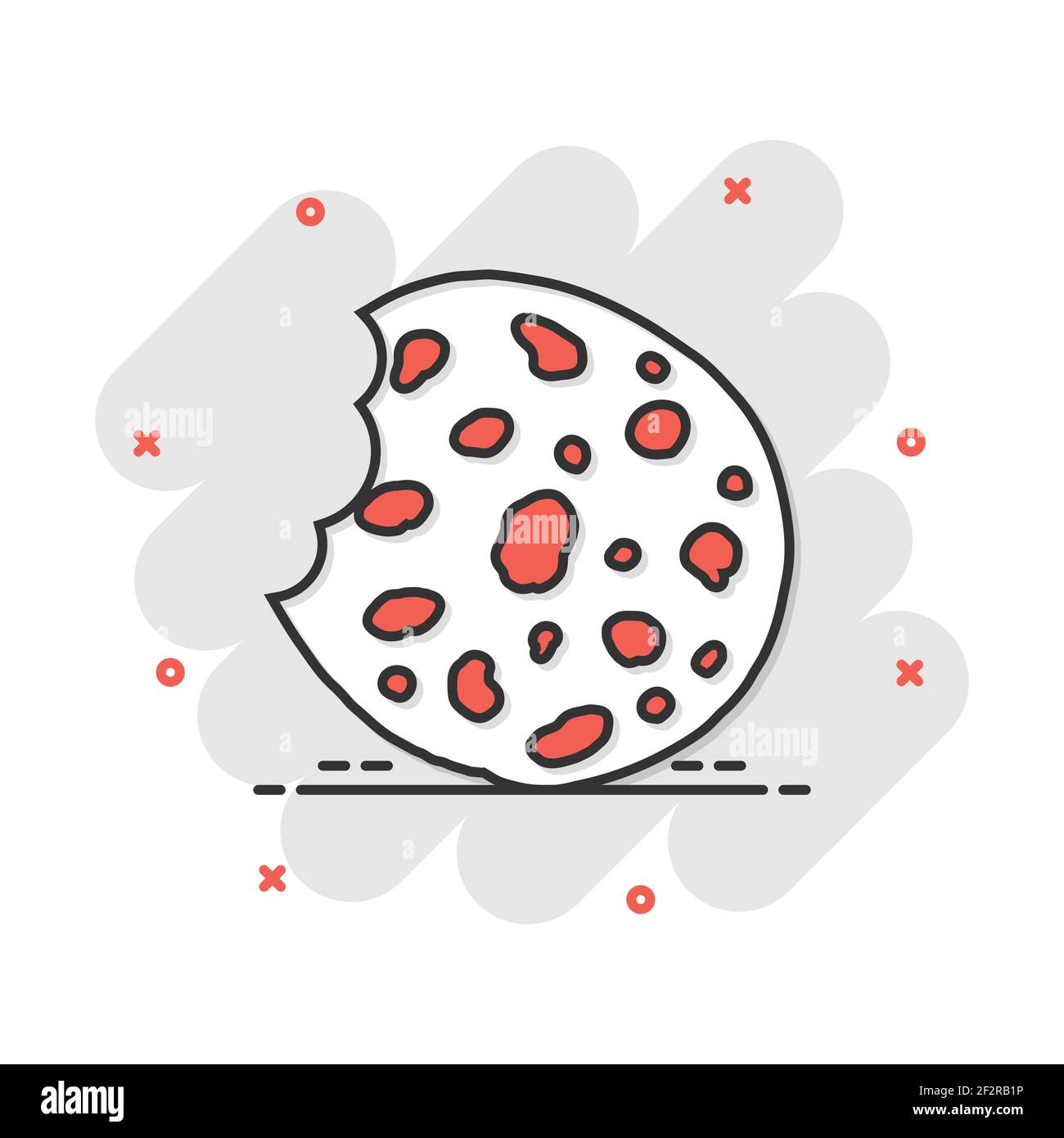 Vector cartoon cookie icon in comic style. Chip biscuit sign ...