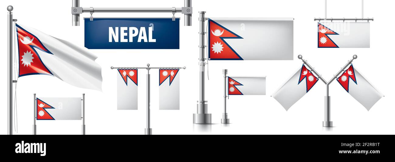 Vector set of the national flag of Nepal in various creative designs ...