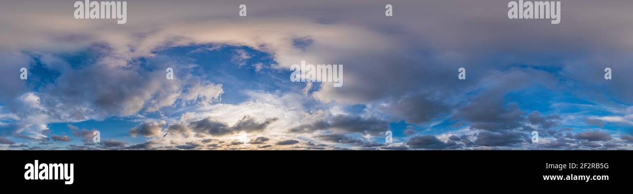 Sky panorama on sunset with Cumulus clouds in Seamless spherical ...
