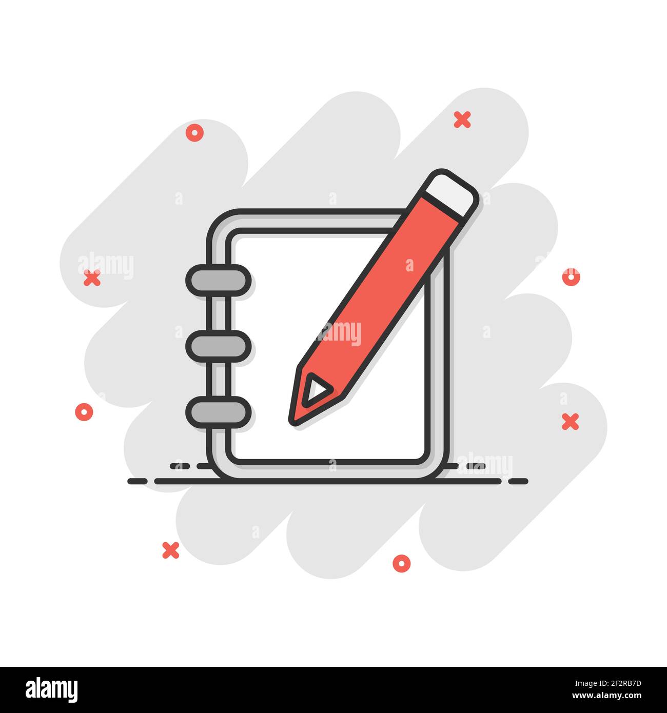 Vector cartoon notepad edit document with pencil icon in comic style ...