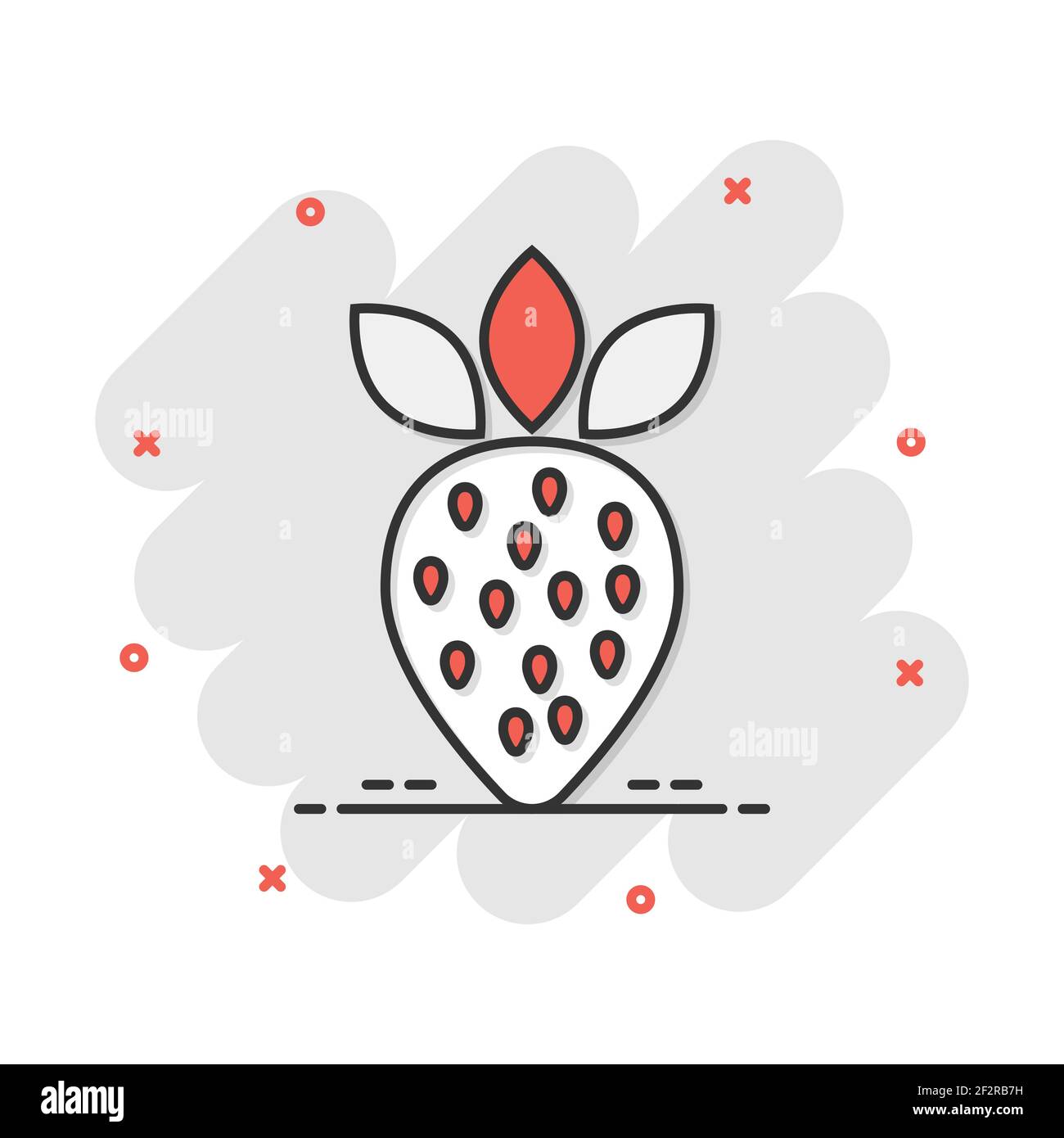 Vector cartoon strawberry fruit icon in comic style. Ripe berry sign ...