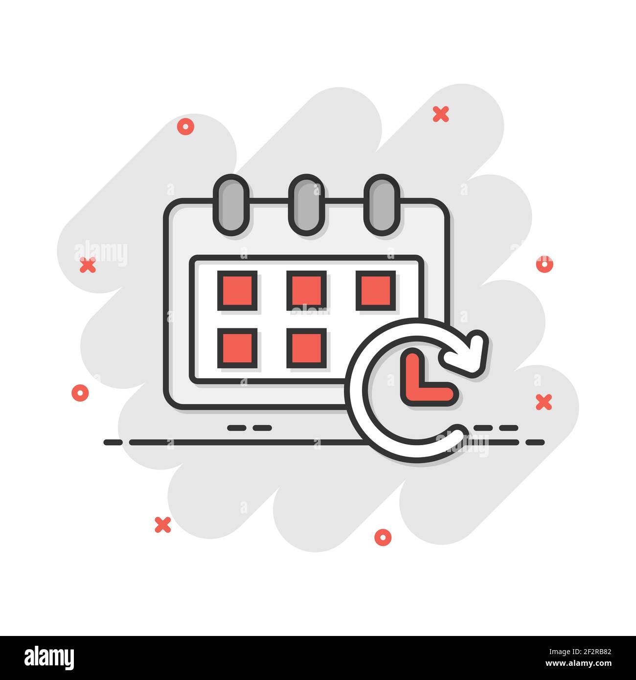 Vector cartoon calendar icon in comic style. Reminder agenda sign ...