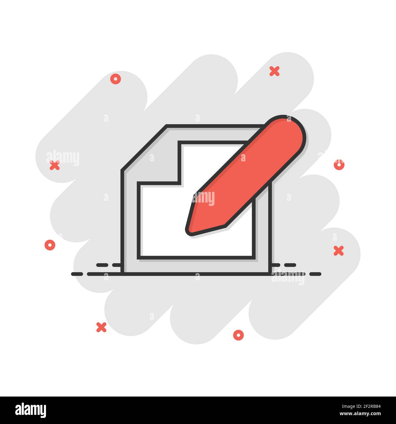 Vector cartoon notepad edit document with pencil icon in comic style ...