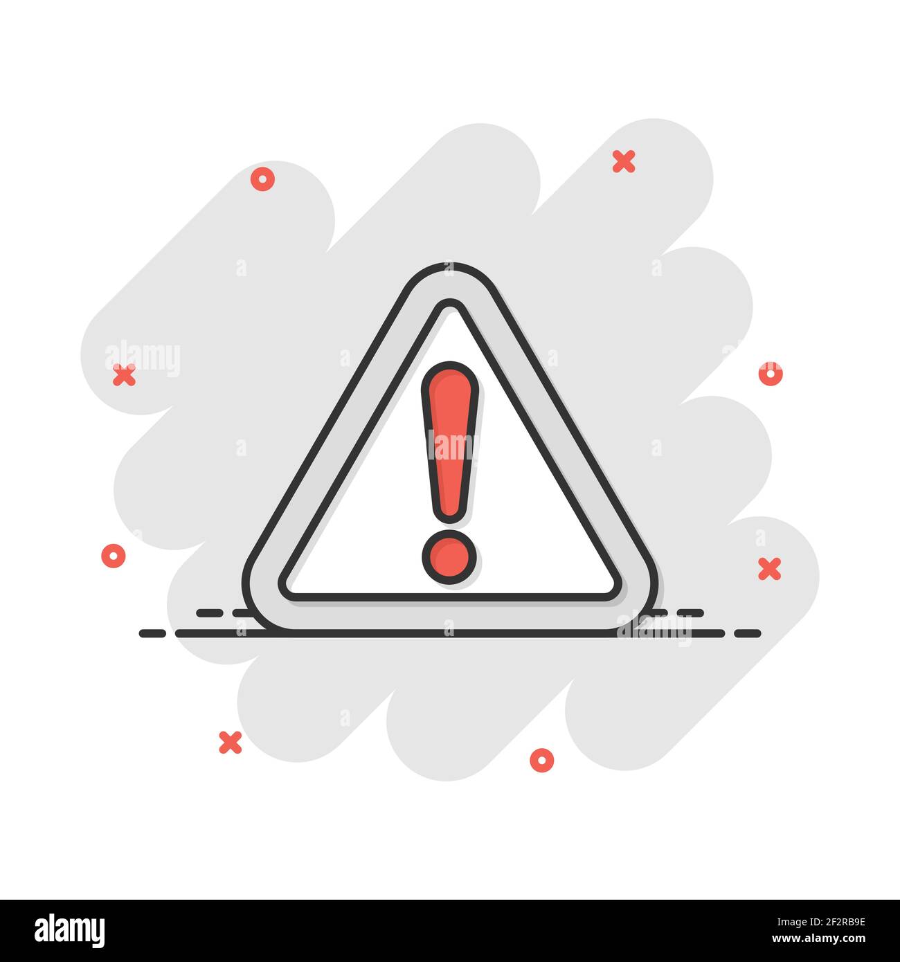 Vector cartoon danger icon in comic style. Attention caution sign ...