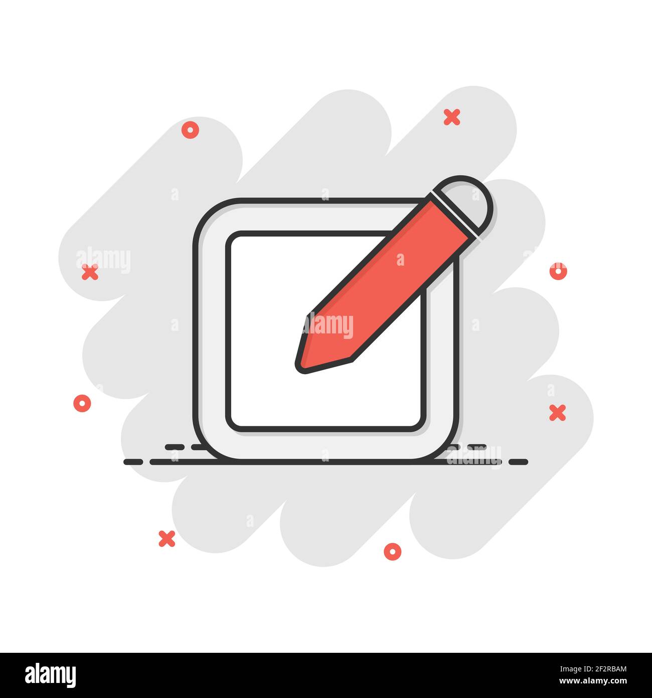 Vector cartoon notepad edit document with pencil icon in comic style ...
