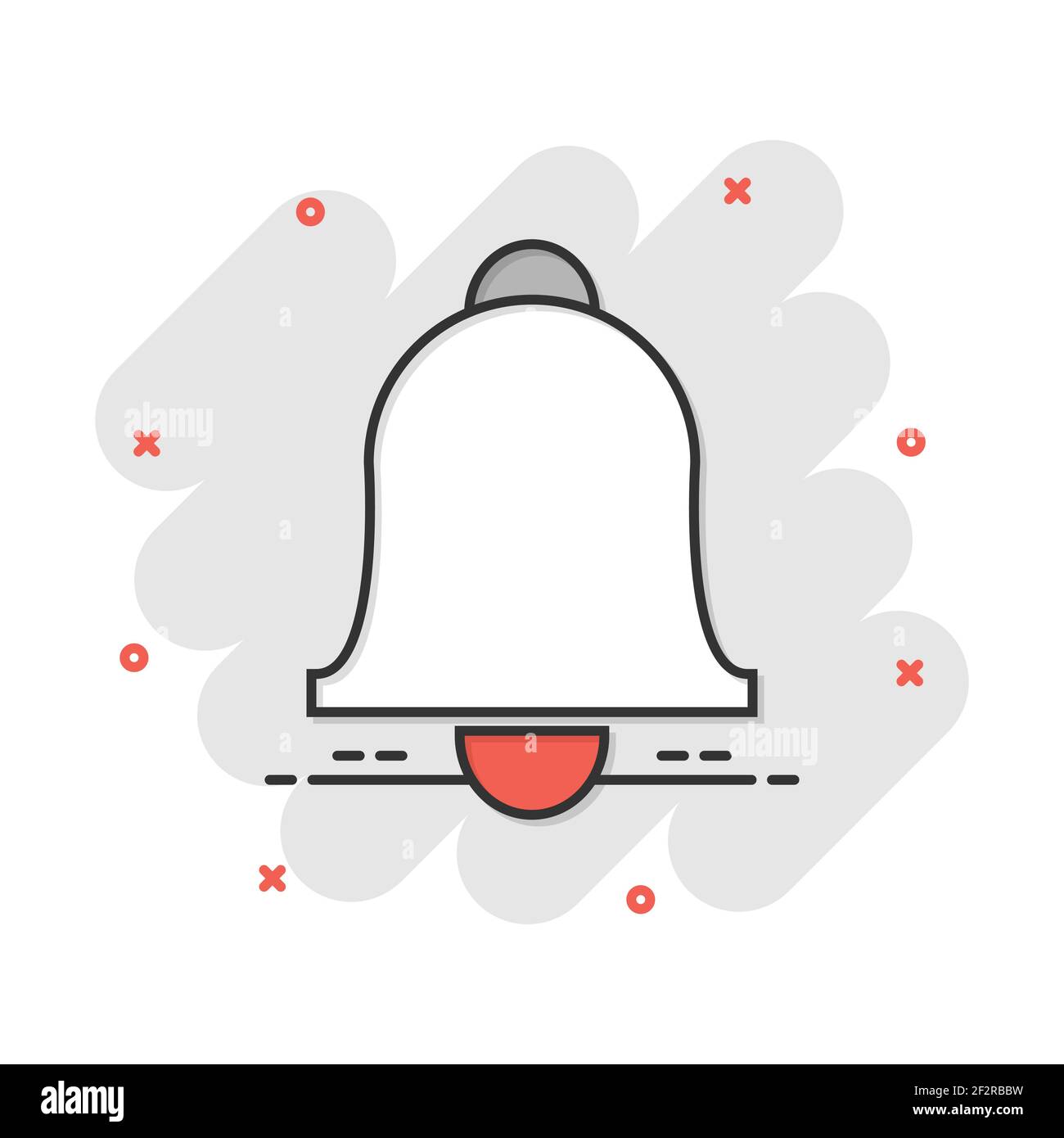 Vector cartoon bell icon in comic style. Alarm bell concept ...