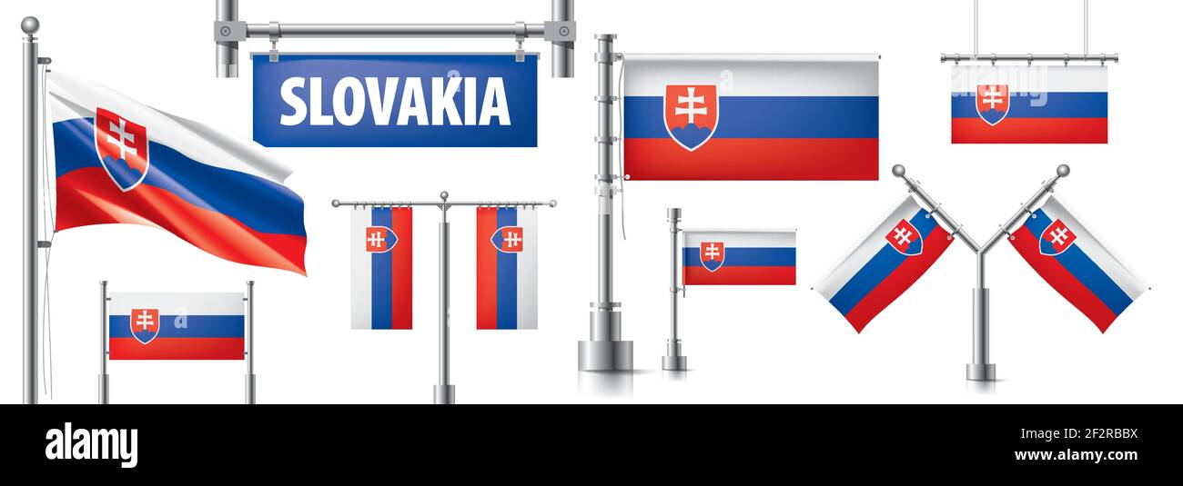 Vector set of the national flag of Slovakia in various creative designs ...