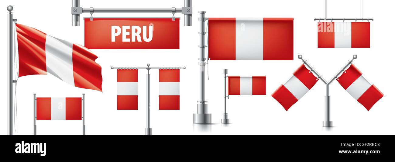 Vector set of the national flag of Peru in various creative designs ...