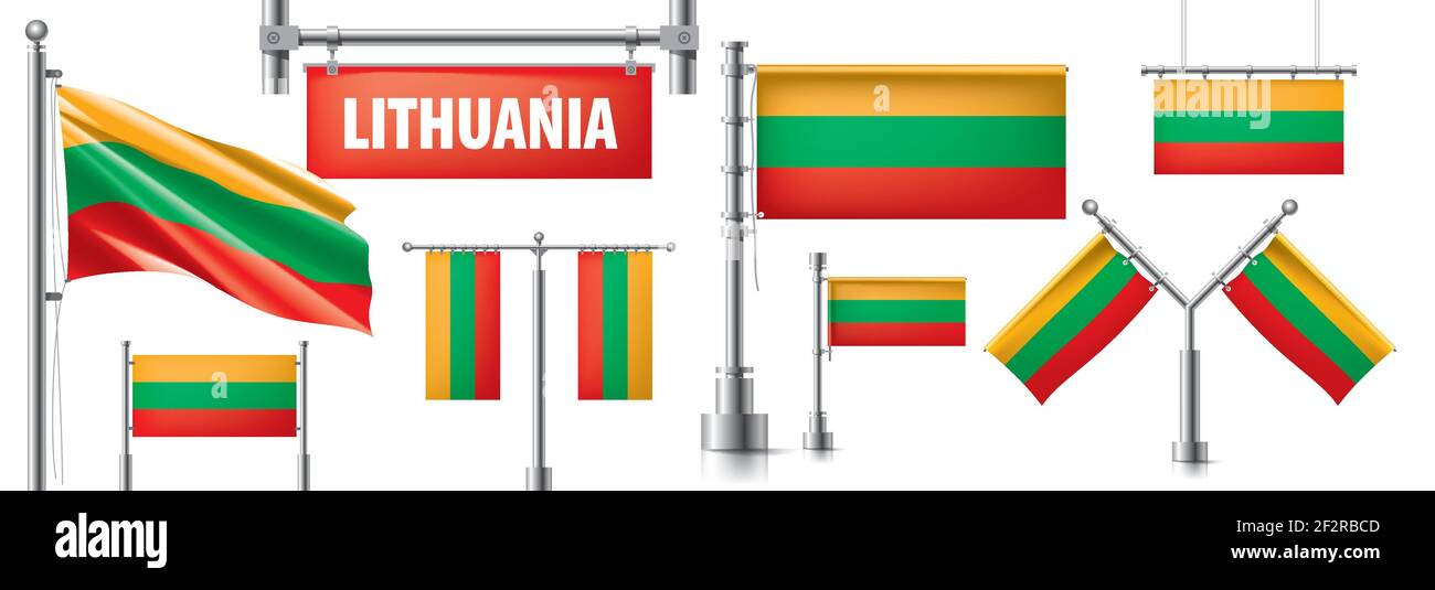 Vector set of the national flag of Lithuania in various creative ...