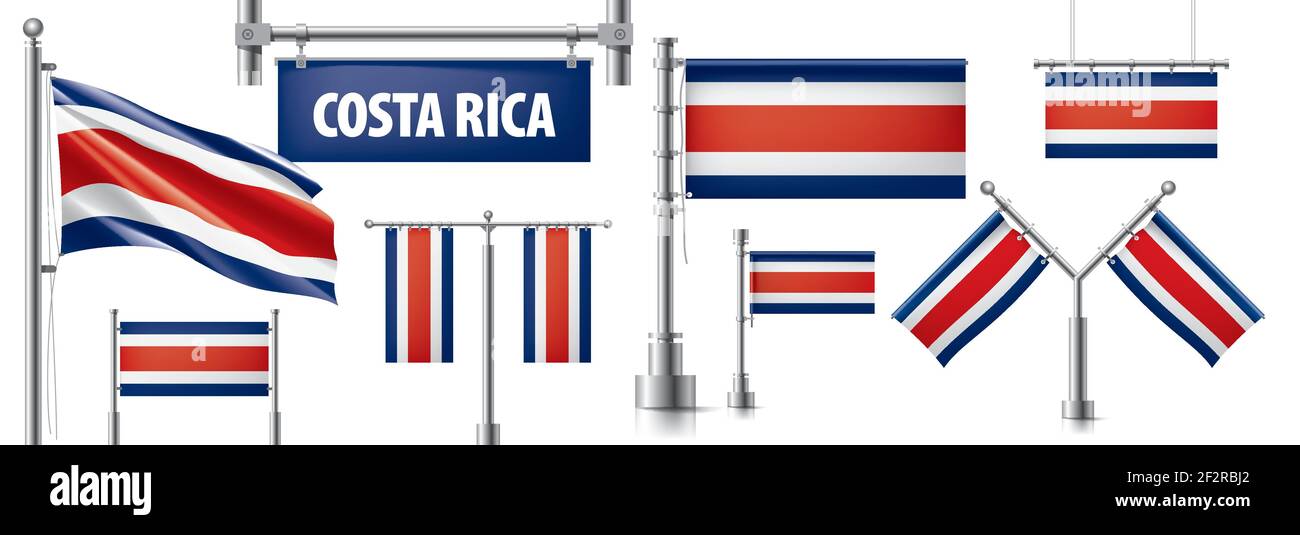 Vector set of the national flag of Costa Rica in various creative ...