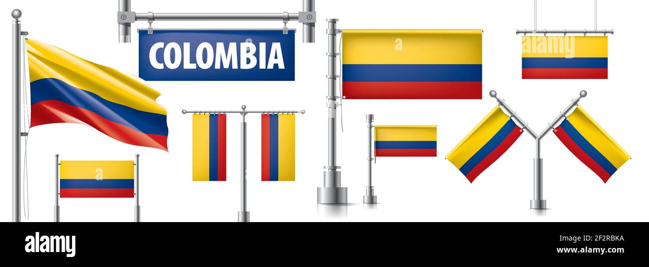 Vector set of the national flag of Colombia in various creative designs ...