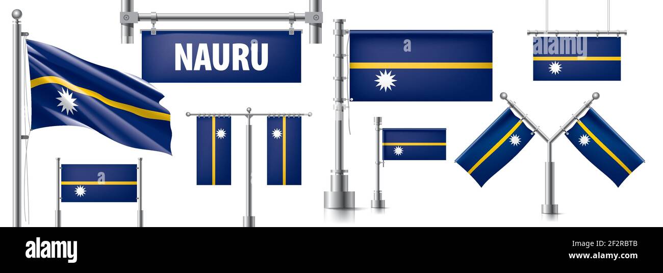 Vector set of the national flag of Nauru in various creative designs ...