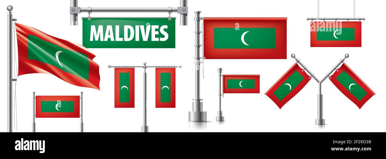 Vector set of the national flag of Maldives national in various ...