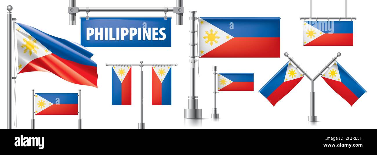 Vector set of the national flag of Philippines in various creative ...