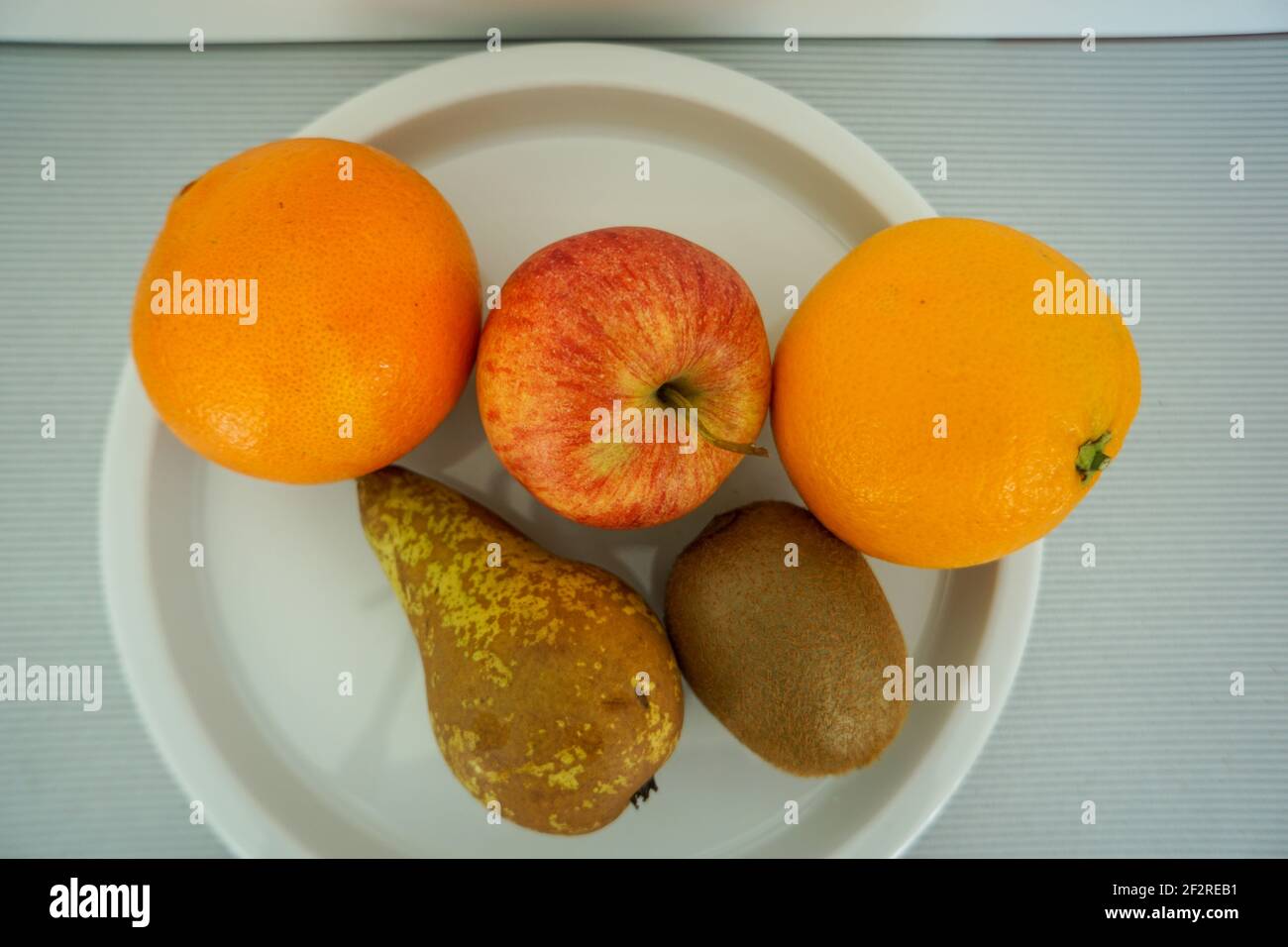 Fresh fruit in the hospital photographed on the tray with natural light ...