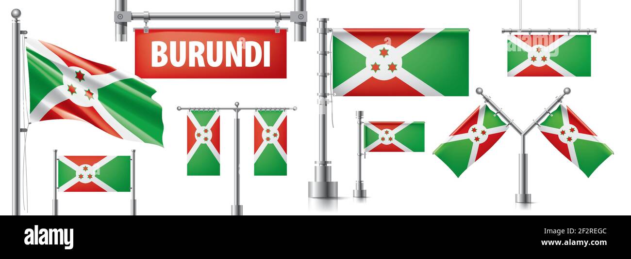 Vector set of the national flag of Burundi in various creative designs ...