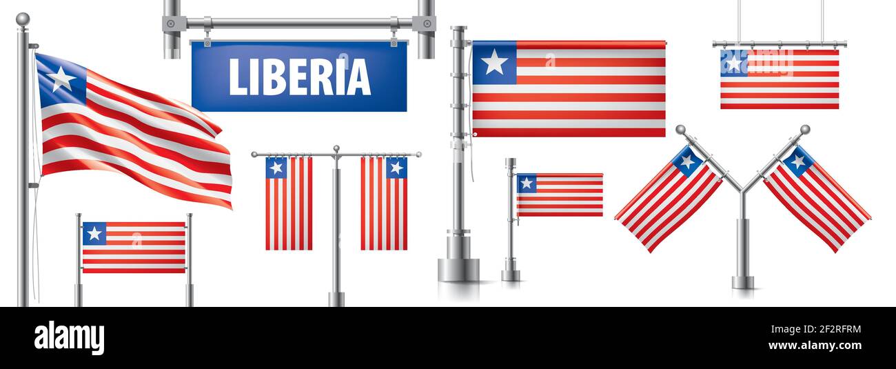 Vector set of the national flag of Liberia in various creative designs ...