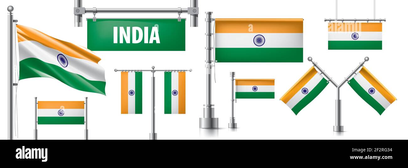 Vector set of the national flag of India in various creative designs ...