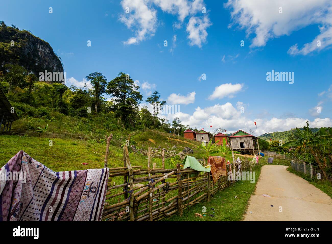 Beautiful sunny landscape in Arem Tribe Minority Village , National ...