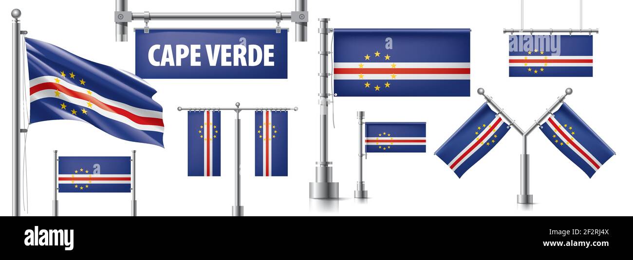 Vector set of the national flag of Cape Verde in various creative ...