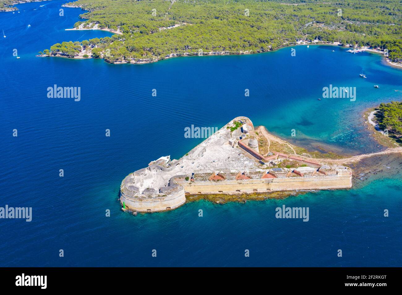 Aerial view of Saint Nicholas fortress in Sibenik, Croatia Stock Photo ...