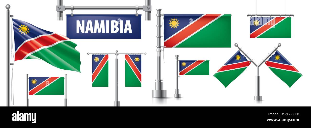 Vector set of the national flag of Namibia in various creative designs ...