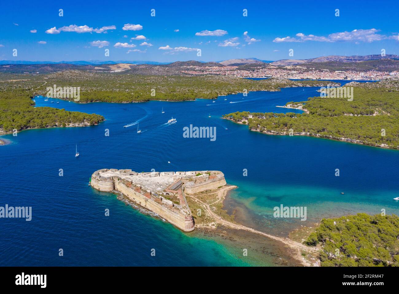 Aerial view of Saint Nicholas fortress in Sibenik, Croatia Stock Photo ...
