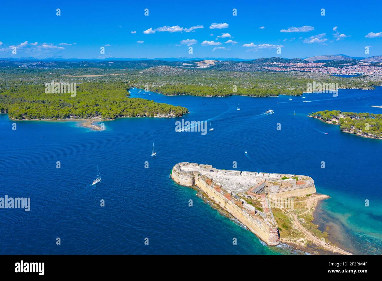 Aerial view of Saint Nicholas fortress in Sibenik, Croatia Stock Photo ...