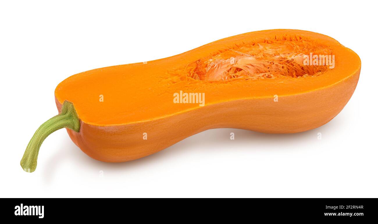 butternut squash half isolated on white background with clipping path ...
