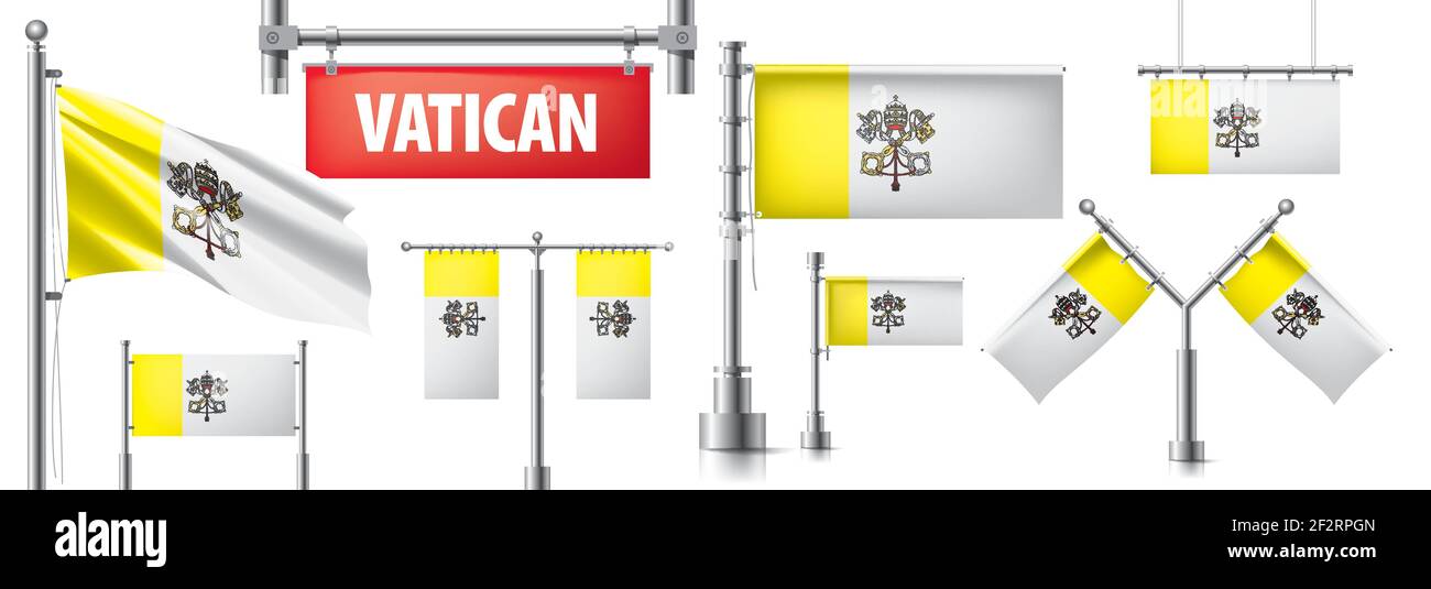 Vector set of banners with the national flag of the Vatican Stock ...