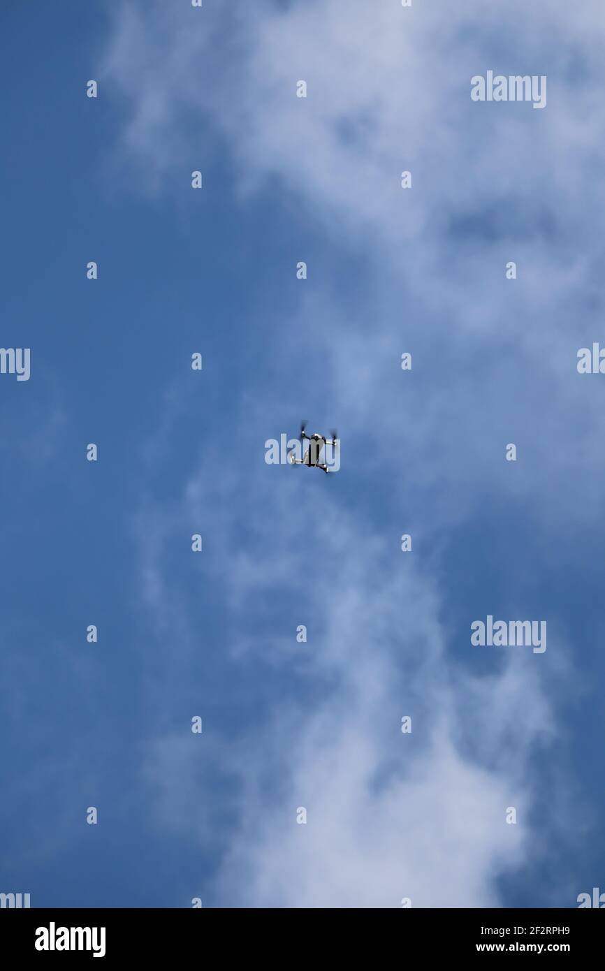 Drone circling through the clear blue Tenerife skies Stock Photo - Alamy
