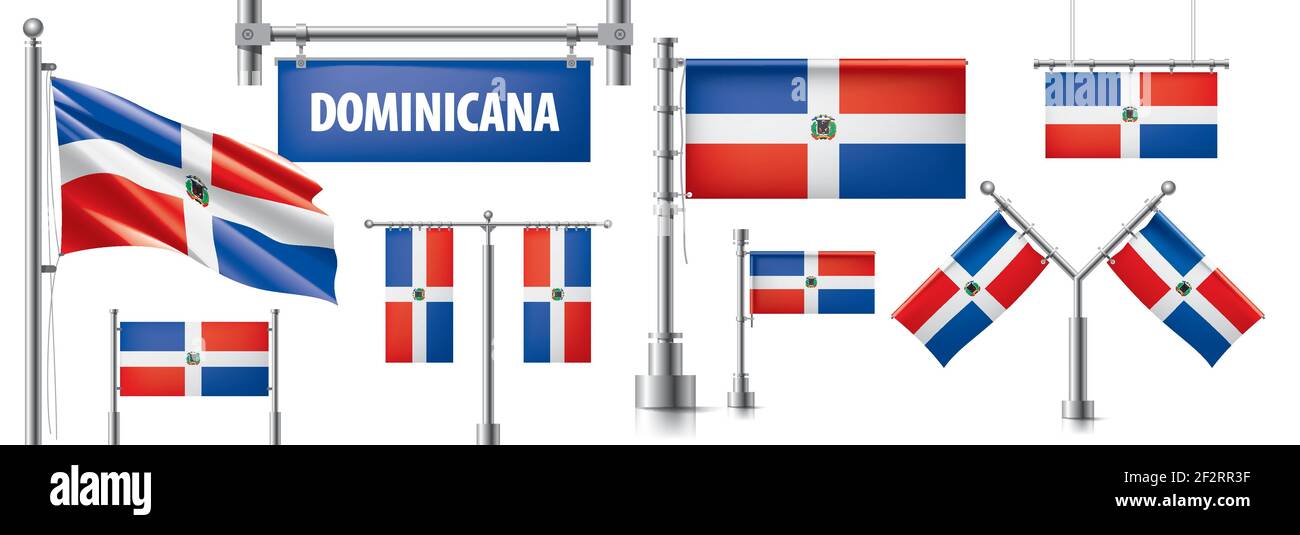 Vector set of the national flag of Dominicana in various creative ...