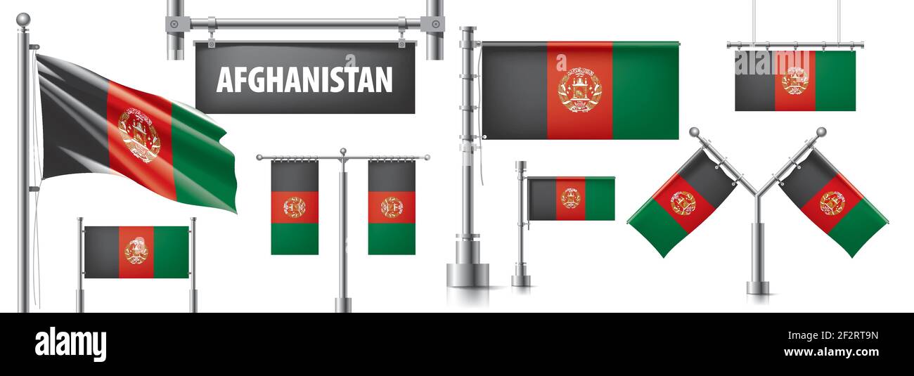 Vector set of the national flag of Afghanistan in various creative ...
