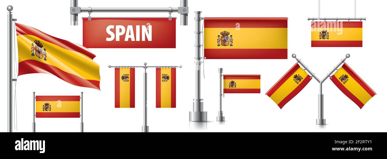 Vector set of the national flag of Spain in various creative designs ...