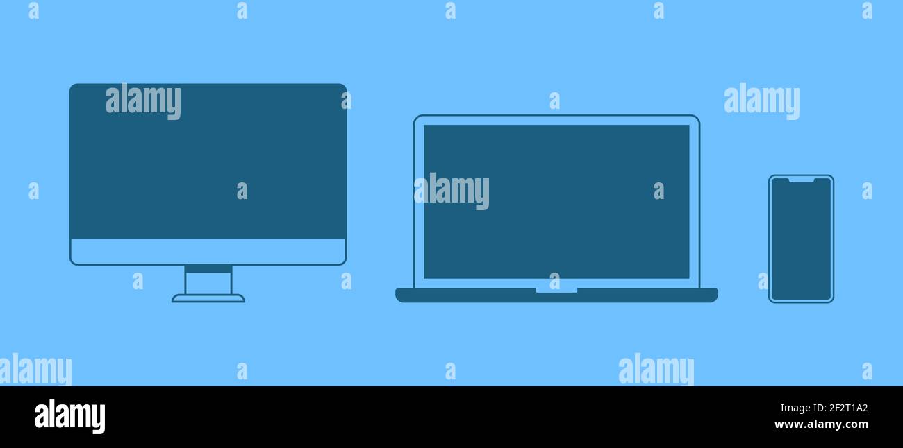 Awesome flat design template with blue device on blue background. Phone ...