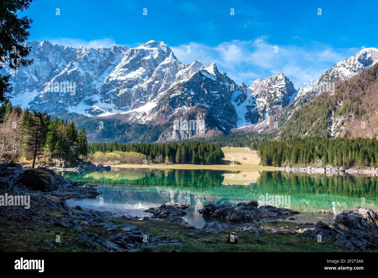 Spring morning at the superior lake of Fusine, Friuli Venezia-Giulia, Italy Stock Photo - Alamy
