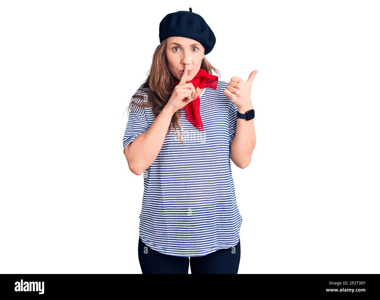 Be quiet hand to lips Cut Out Stock Images & Pictures - Alamy