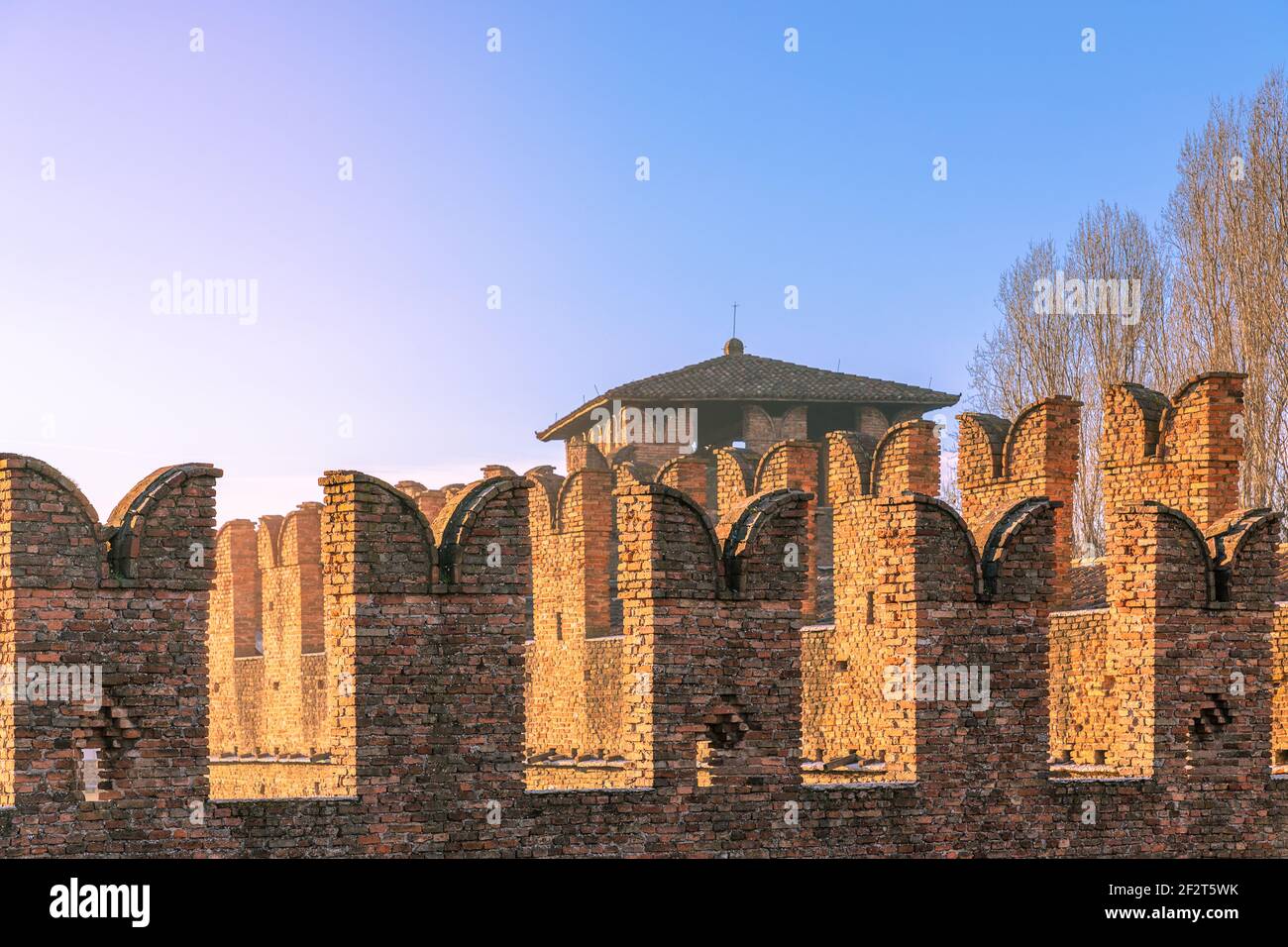 Architectural details of medieval defensive wall in old castle ...