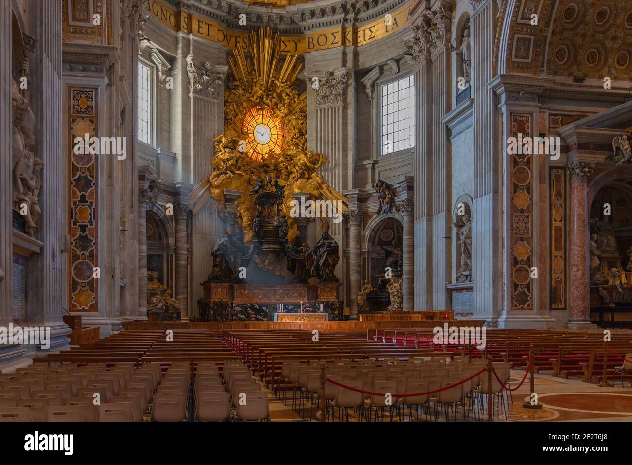 ROME, ITALY - SEPTEMBER 05, 2018: Altar in Basilica of St. Peter ...
