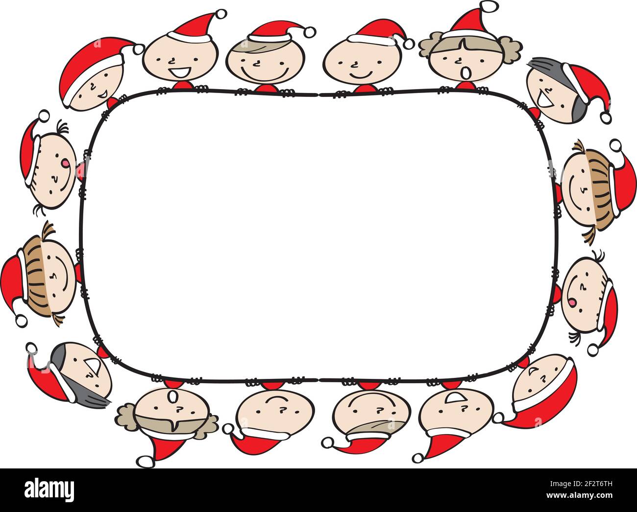 vector cartoon children with Christmas card Border , frame , card ...